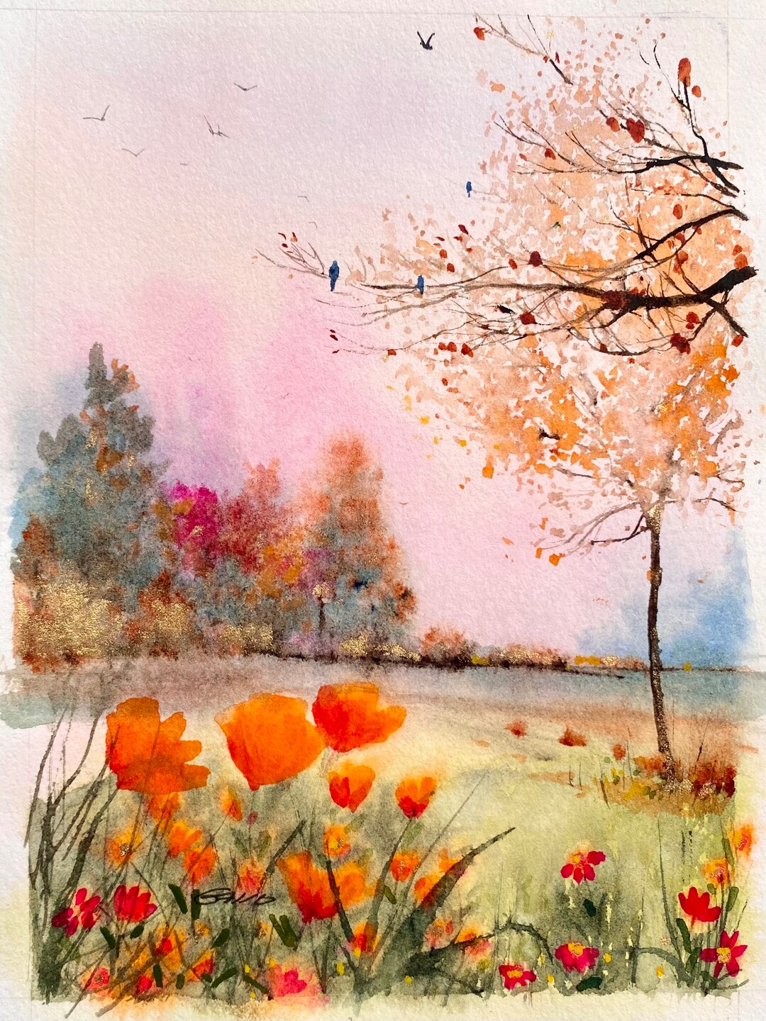 The Three Admirers, 6 X 8, Landscape, Watercolor on Cotton Paper ...