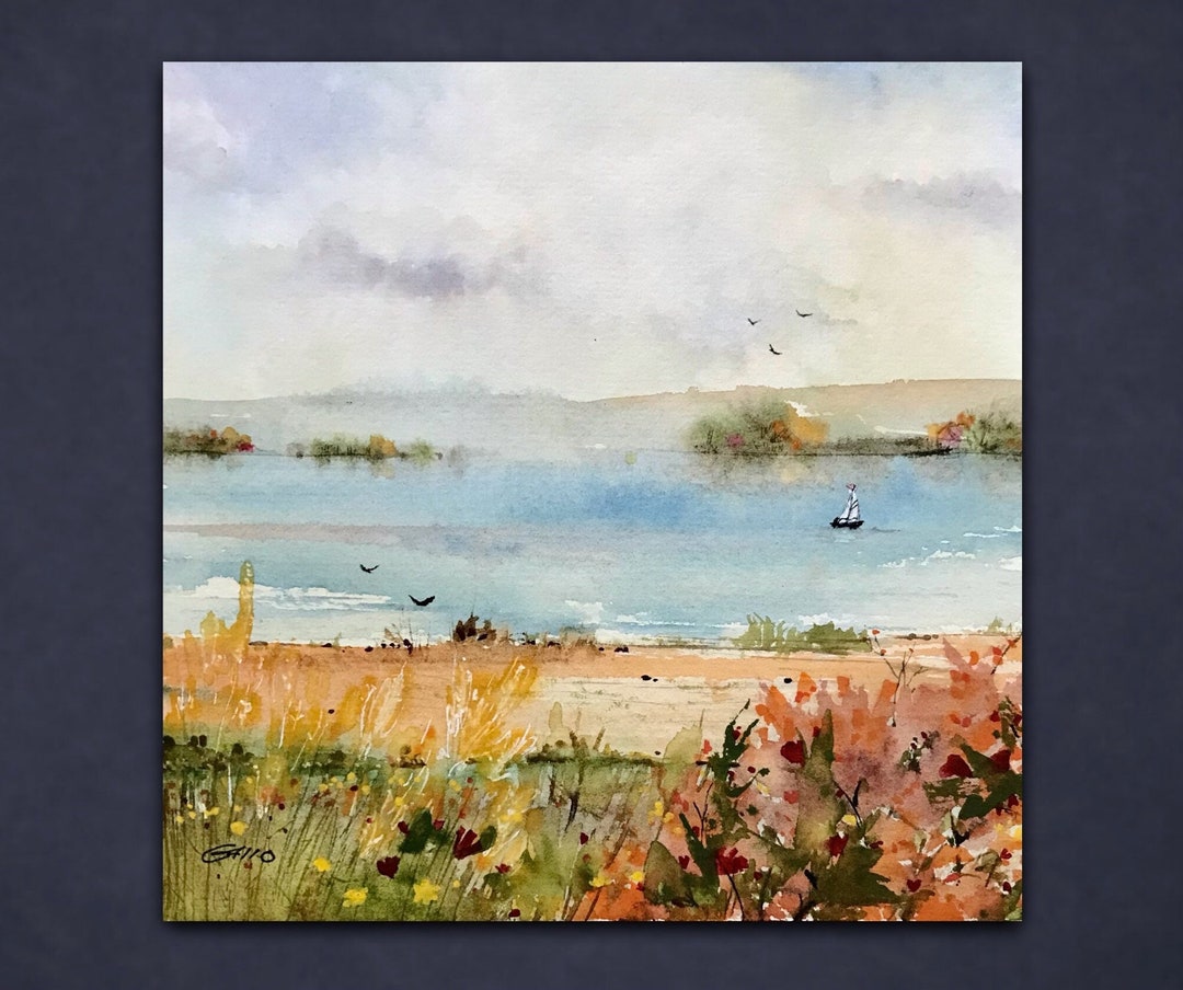 QUIET SHORE, 8 X 8 Unframed, Watercolor on Arches Paper, Original Work ...
