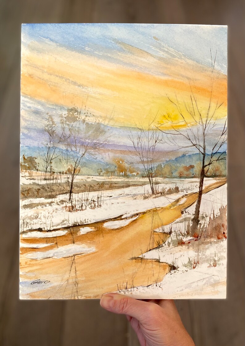 Two Mountains, Watercolor, 9"x12", Original Work, Unframed, Gallo ...