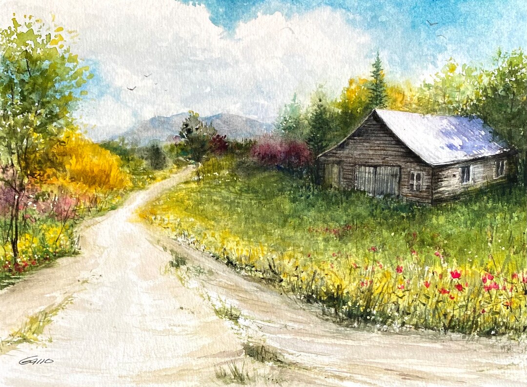 Cabin, Countryside, Watercolor, 9 X 12, Original Work, Gallo Painter ...