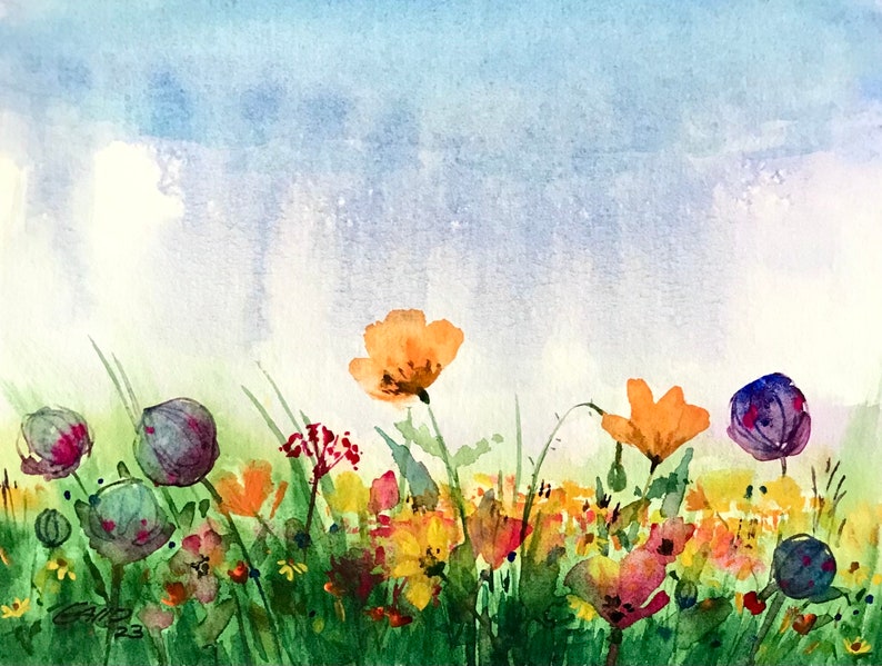 Wildflowers, 6" X 8", Multicolored, Watercolor on Arches Cotton Paper ...