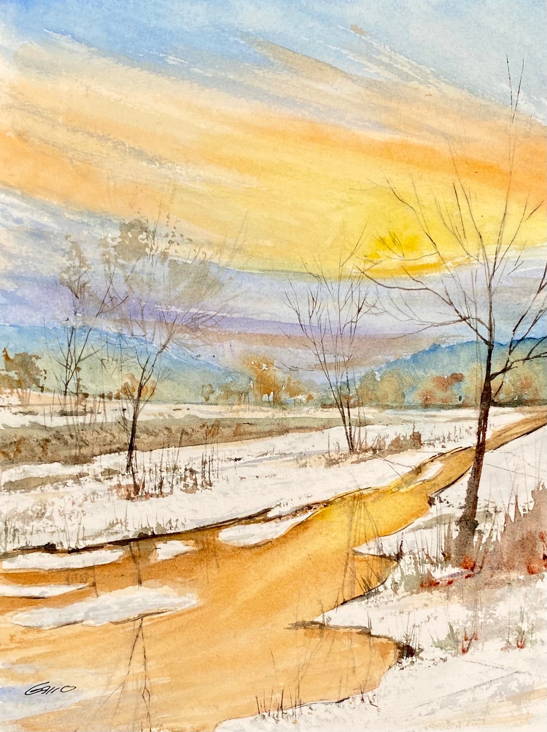 Two Mountains, Watercolor, 9"x12", Original Work, Unframed, Gallo ...