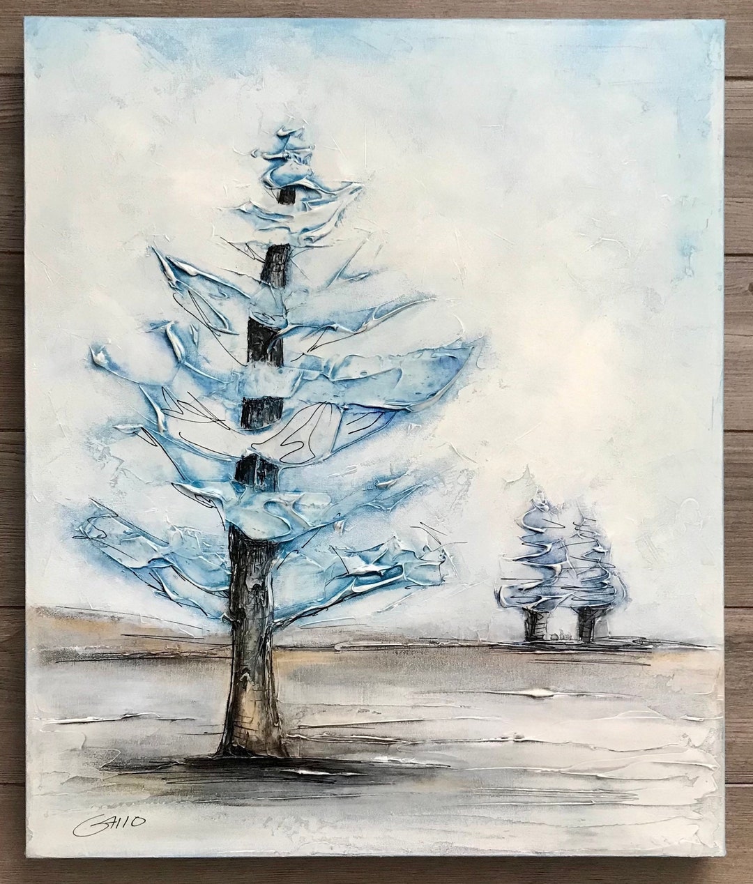 Bel Imparfait, Blue Fir Tree, 20 X 24, Acrylic Painting on Canvas ...