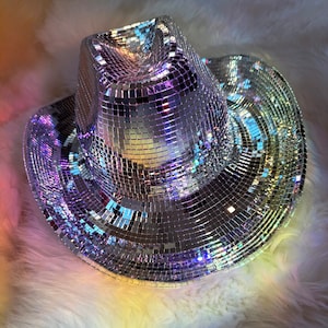 Disco Cowboy Hat Disco Ball Hat Bachelorette Hat Mirror - Etsy