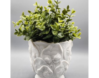 Vintage Fenton White Satin Planter With Water Lily Design - Etsy