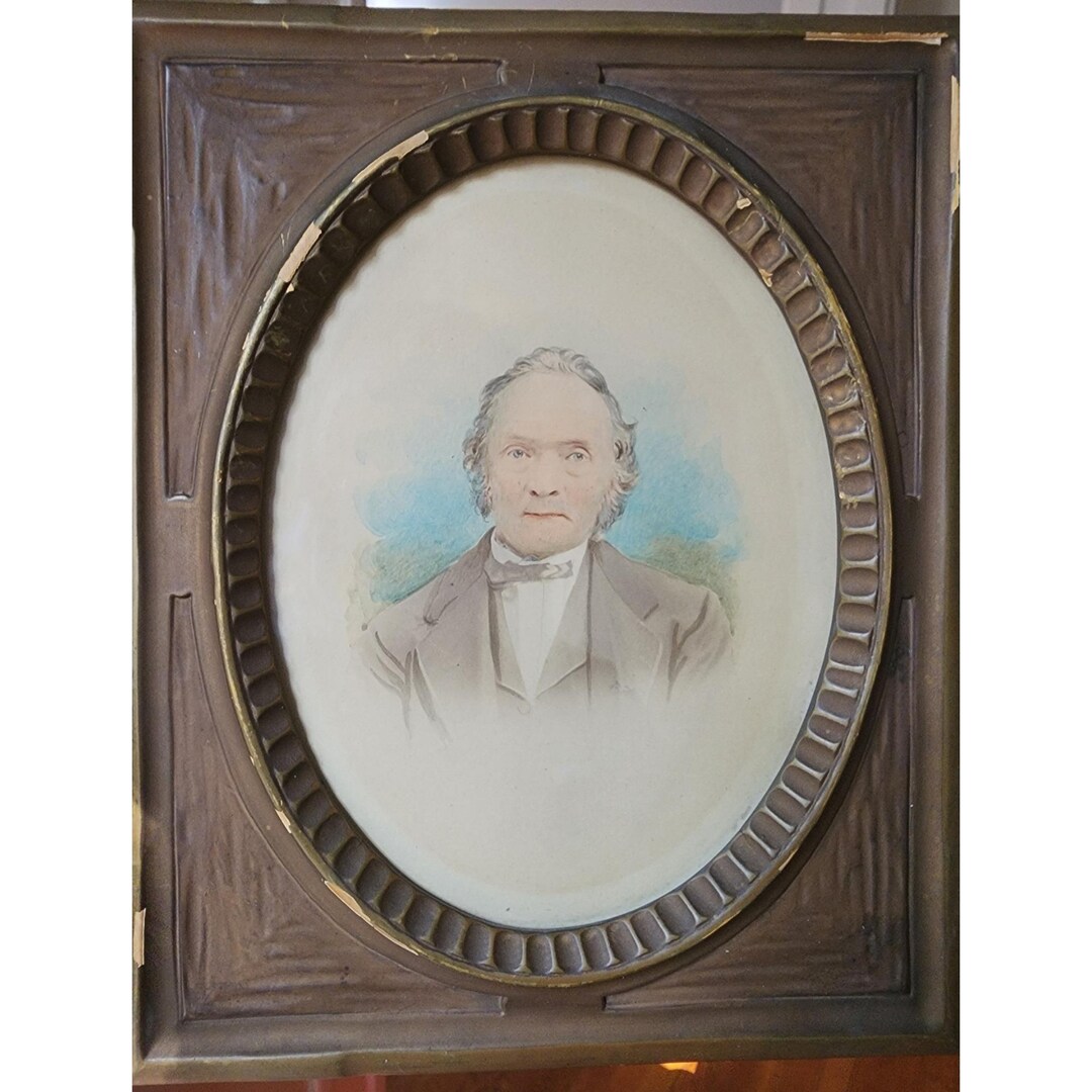 Antique Circa 1900 Hand Painted Silver Print Portrait of Old Man Wall ...
