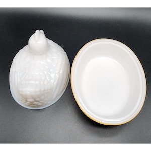 Vintage Avon White & Brown Milk Glass Hen on Nest Covered Candy Dish - Etsy