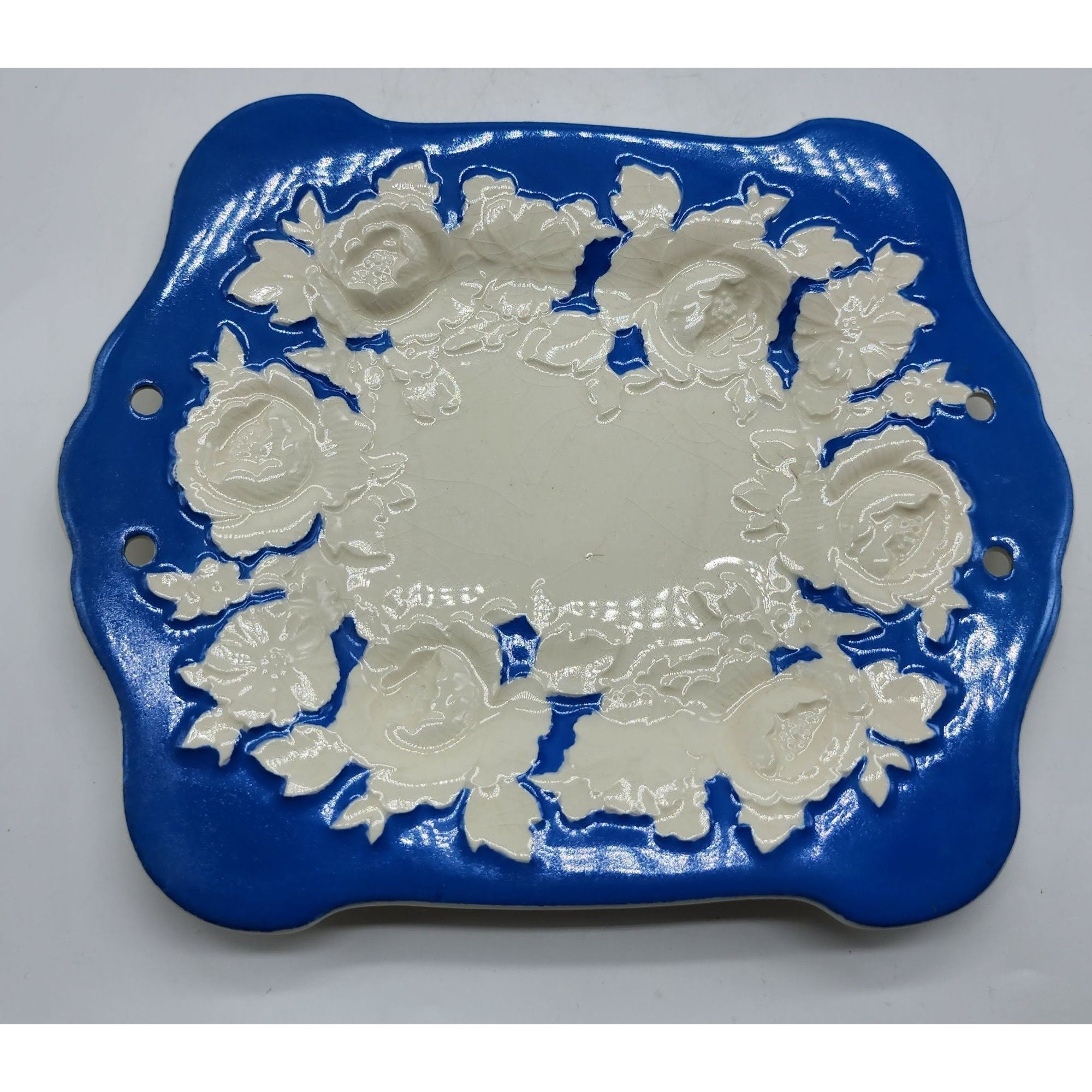 Antique RARE Japan Noritake Morimura Blue White Raised Rose Porcelain ...