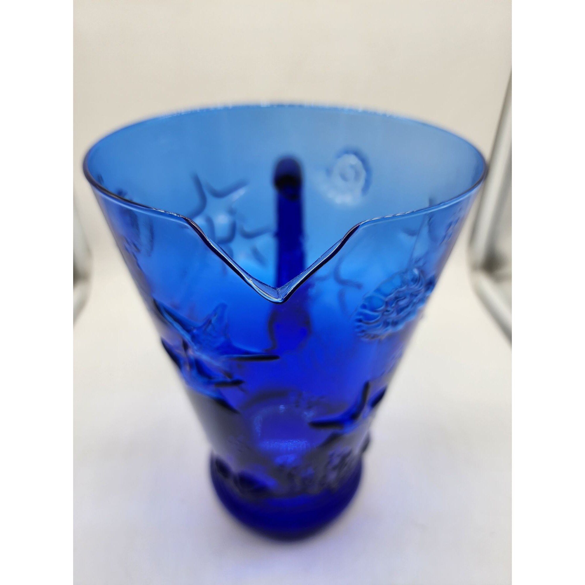 Cobalt Blue Sea Creatures Shells Applied Handle Glass Water - Etsy