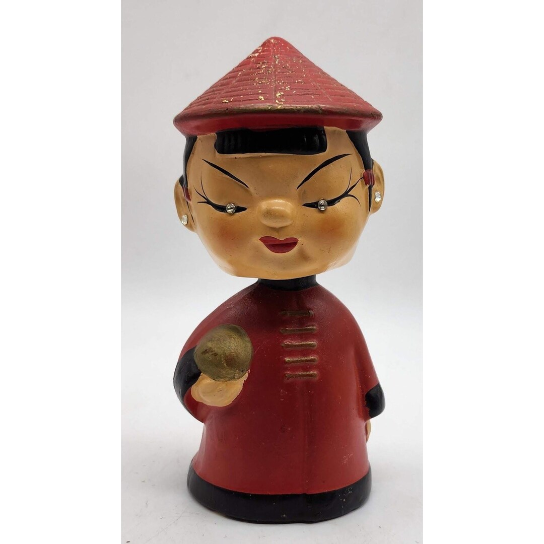 Vintage MCM 1950s Japan Red Diamond Eyes Ears Ceramic Bobblehead/nobber ...