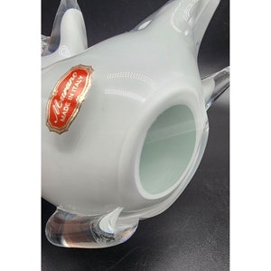 Vintage Murano Cenedese Art Glass White Cat W Blue Scarf Glass Figurine ...