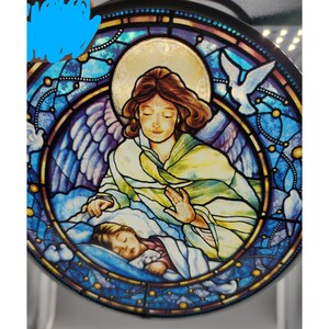 Glassmasters USA Stained Glass Guardian Angel Window Hanging Sun ...