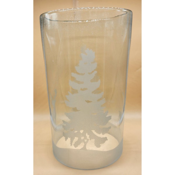 Glass Etched Trees Candle Holder - Etsy