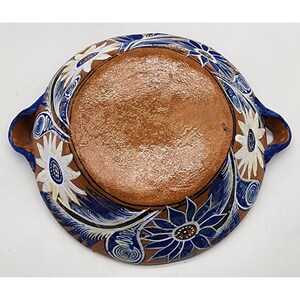 Handmade Mexican Talavera White Bird Blue and White Handled Redware ...