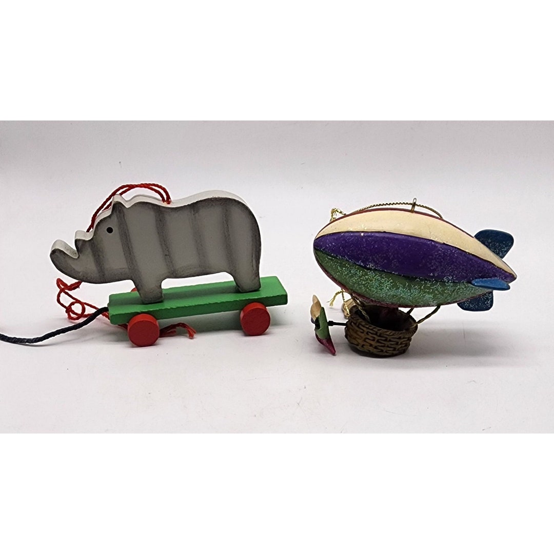 Katherine's Collection Multi-colored Blimp & Hippo Christmas Ornaments ...