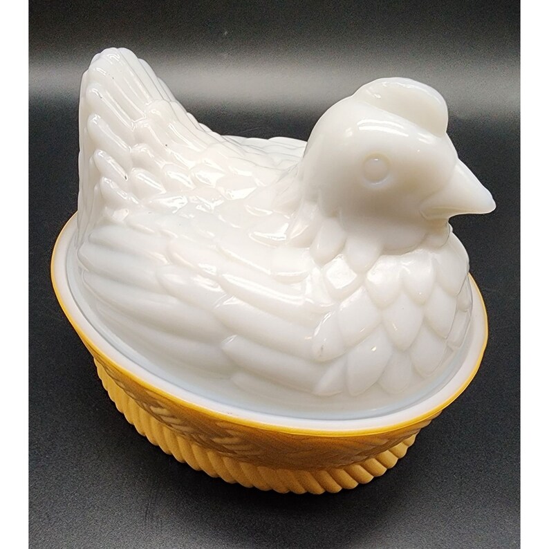 Vintage Avon White & Brown Milk Glass Hen on Nest Covered Candy Dish - Etsy