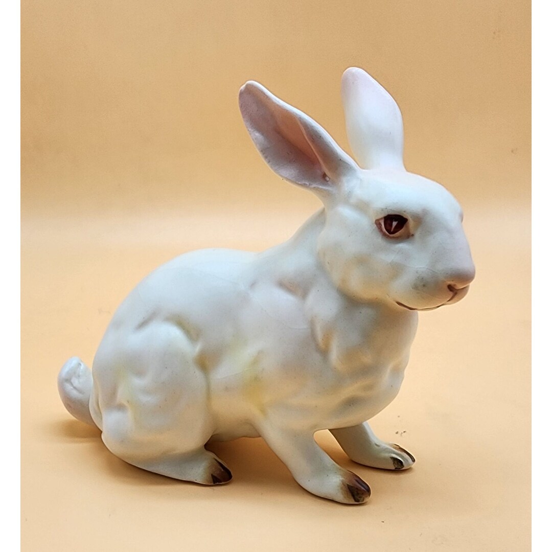 Vintage Lefton Japan H880 White Rabbit Easter Bunny Red Eyes Porcelain ...