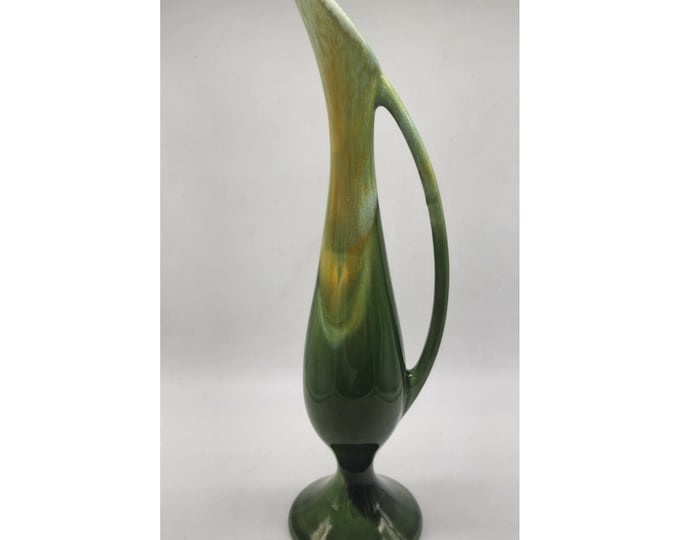 Vintage Haeger Pottery USA Yellow Green Drip Glaze 14" Ceramic Ewer ...