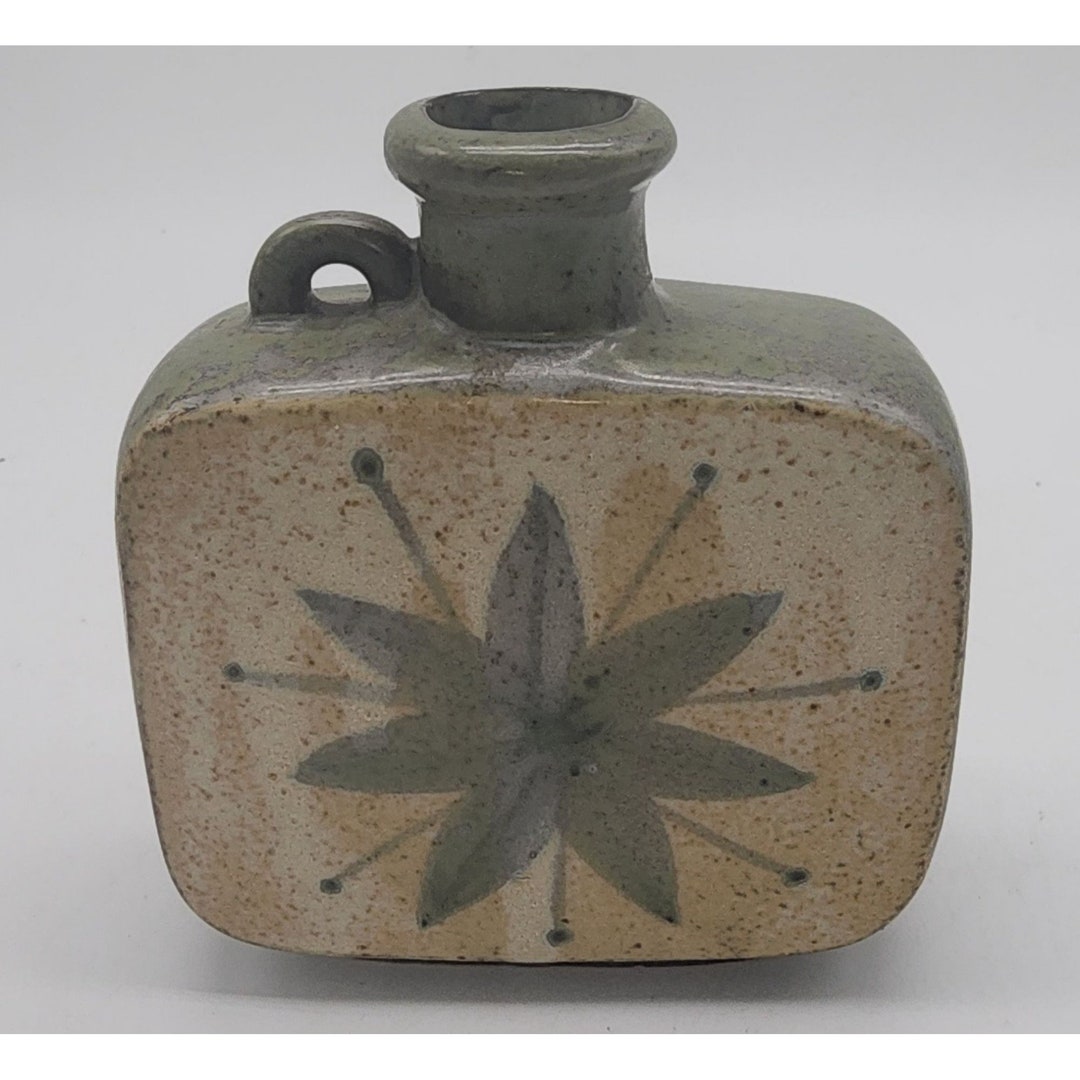 MCM Tucci Japan Green Brown Atomic Design Square Flat Stoneware Saki ...
