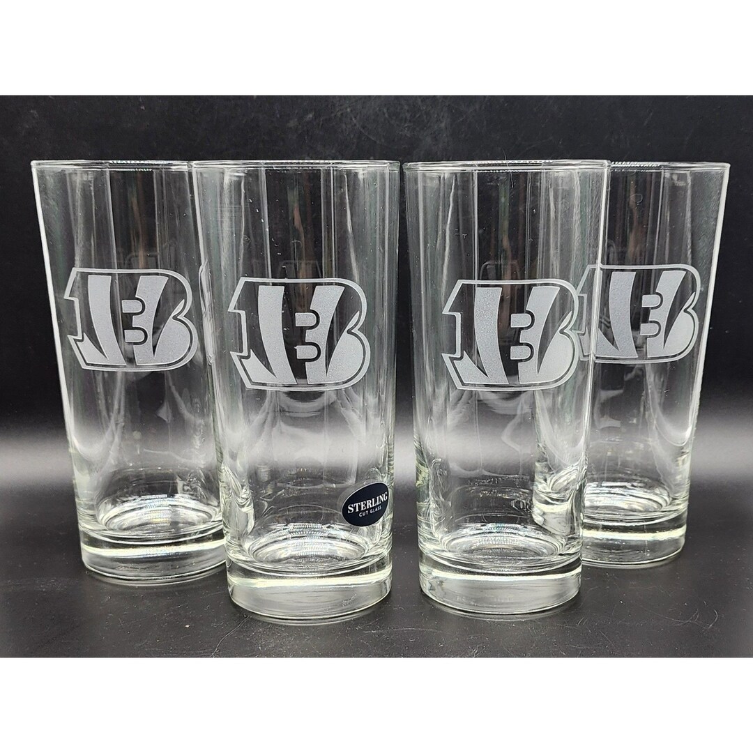 Sterling Cut Glass Cincinnati Bengals Etched B Heavy Crystal Pilsner ...