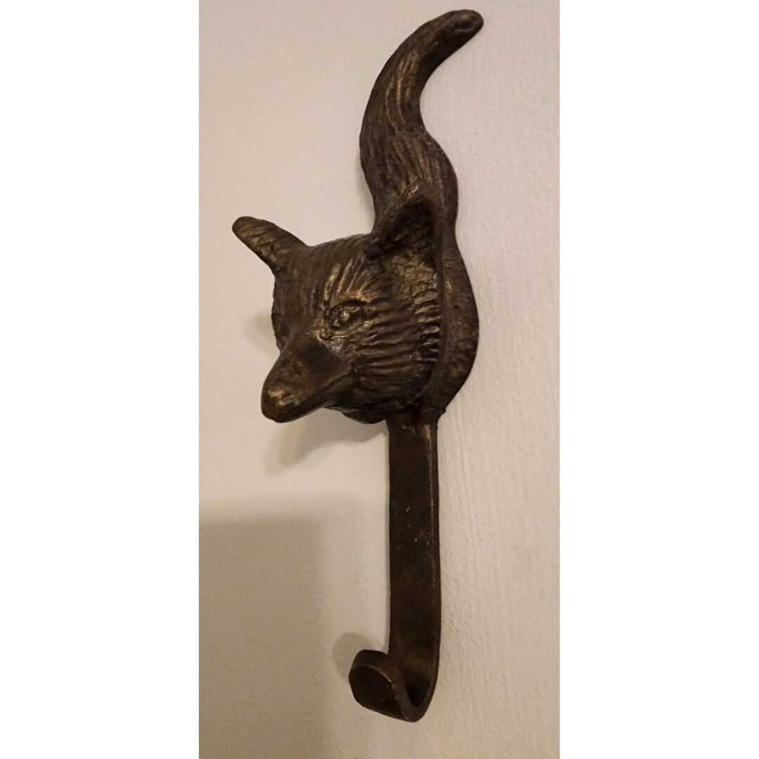 Vintage Solid Antique Brass Fox Head 8 Wall Mount Hook NWOT - Etsy