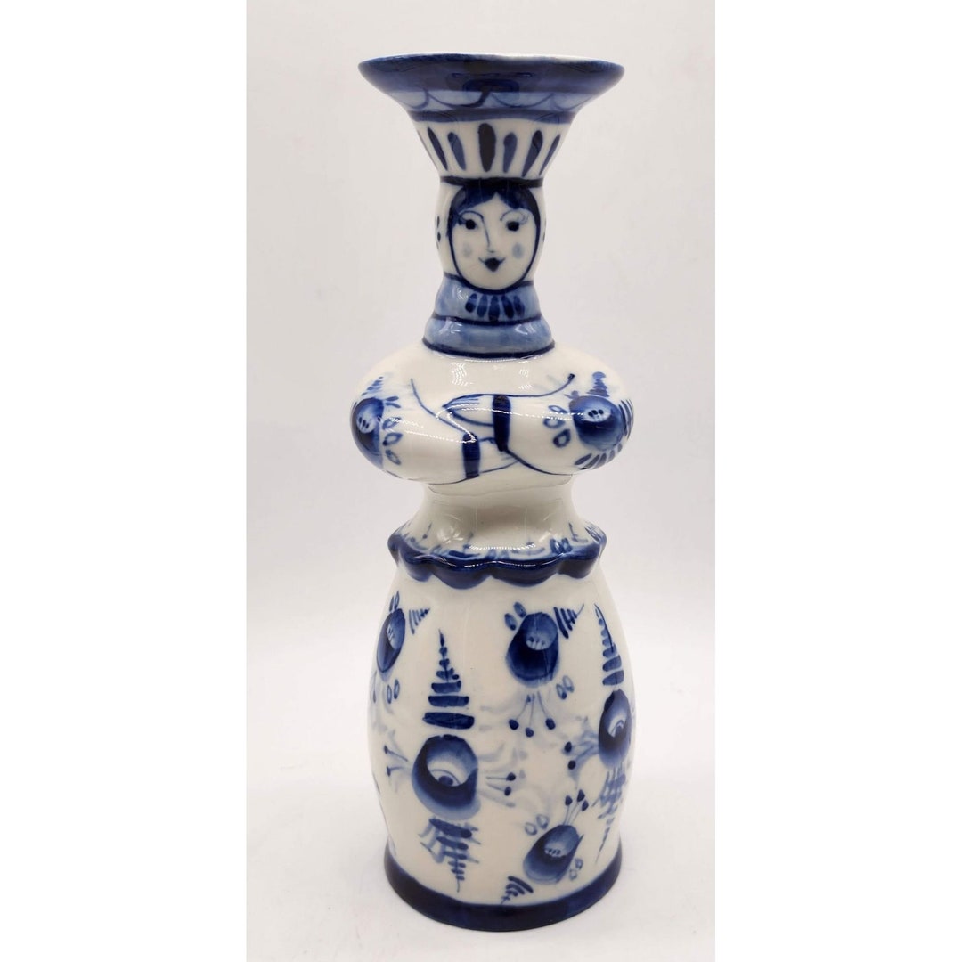 Vintage Ghzel Handmade in Russia Signed Babushka Blue - Etsy