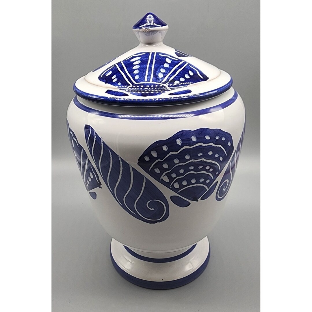 Sberna Deruta Italy Starbucks Blue and White Seashell Coastal Footed ...