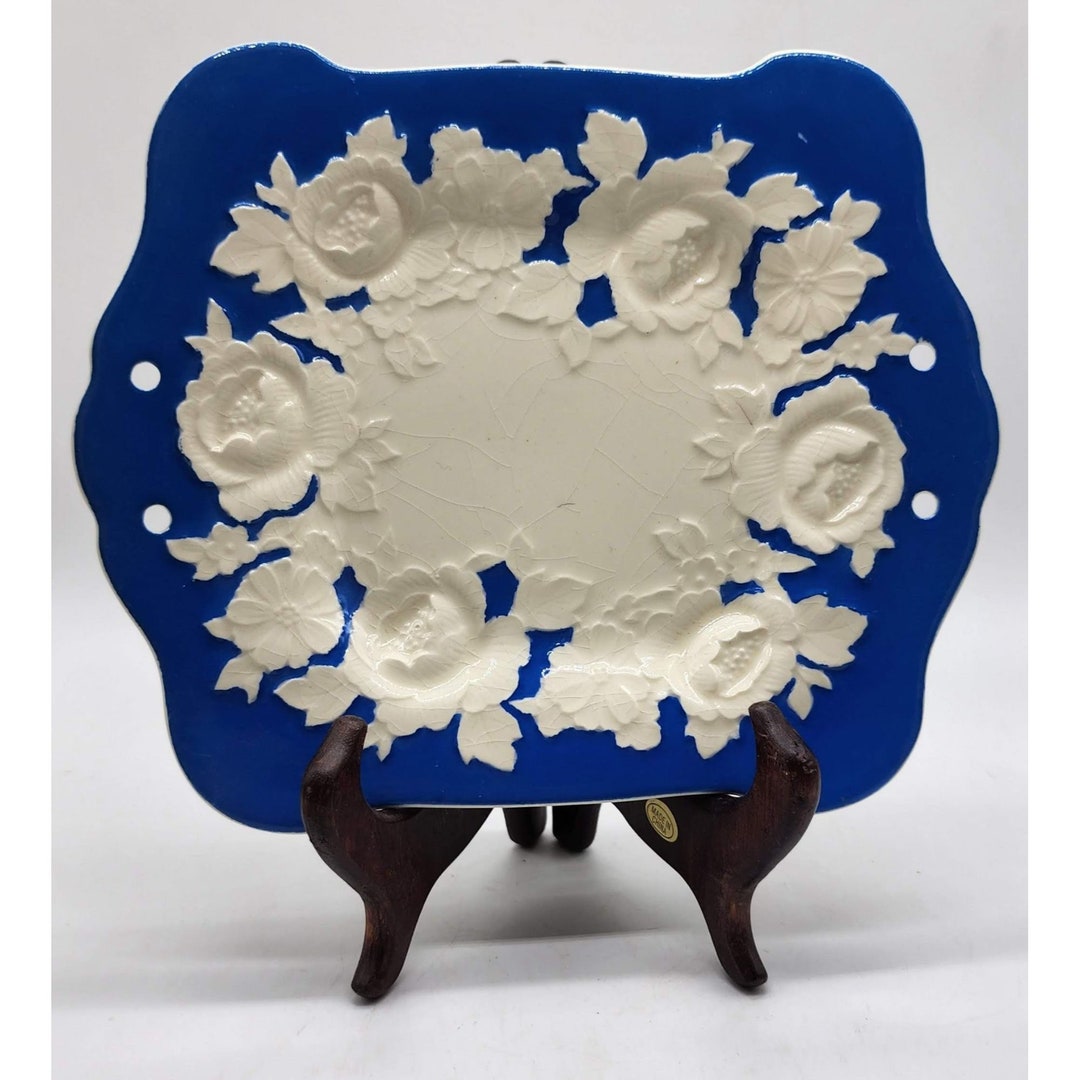 Antique RARE Japan Noritake Morimura Blue White Raised Rose Porcelain ...