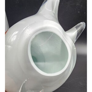 Vintage Murano Cenedese Art Glass White Cat W Blue Scarf Glass Figurine ...