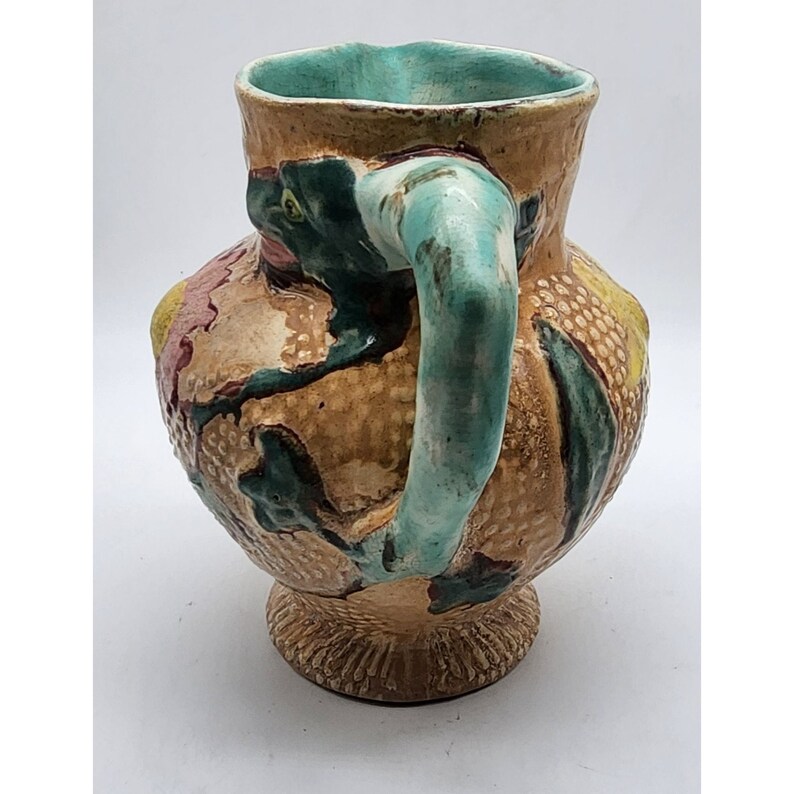 Shorter & Son LTD England Pink Flower Green Handle Brown Earthenware ...