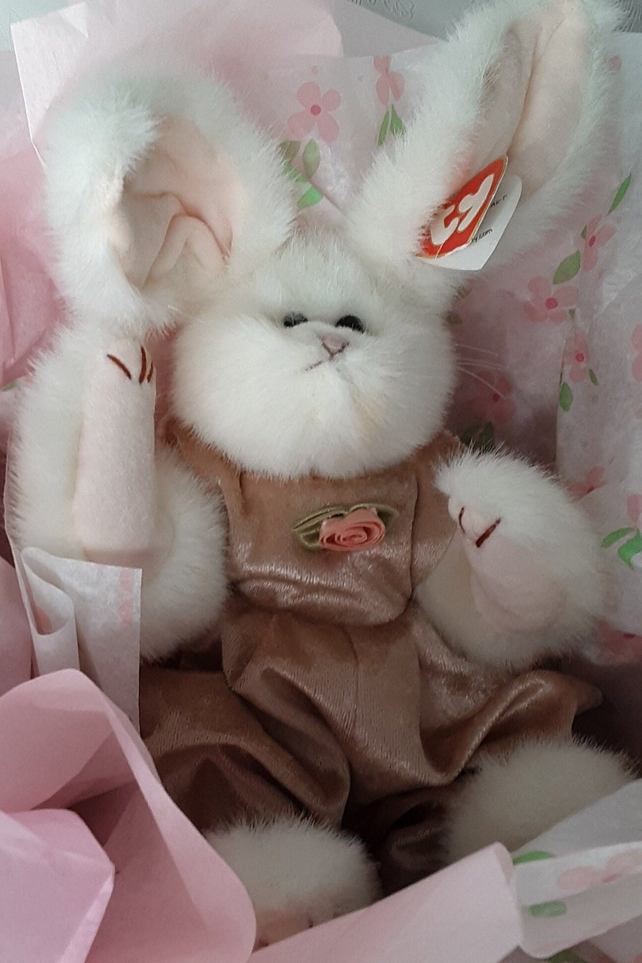 Ty Bunny 1993 Polyester and Pvc Pellets. White With Pink Accents. 30 ...