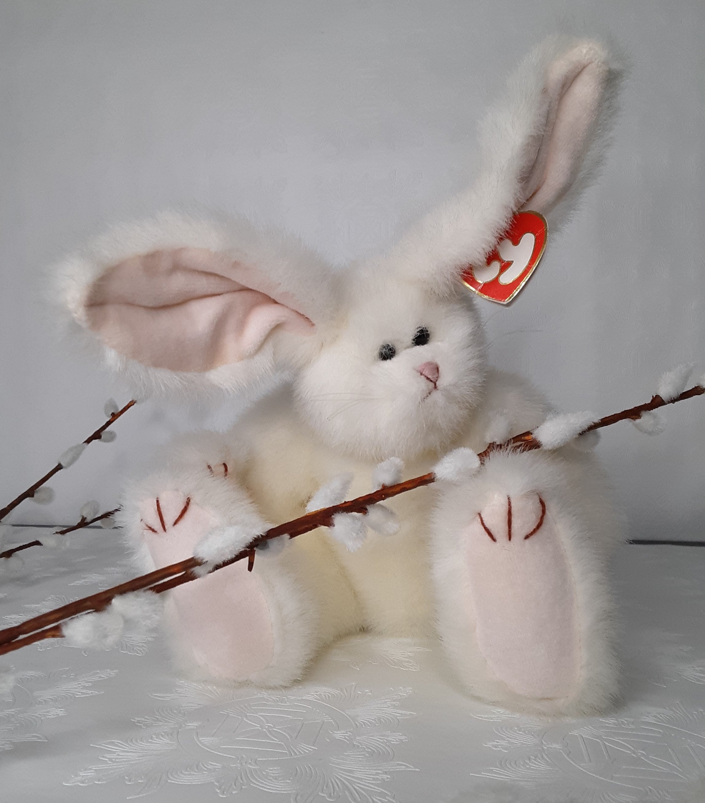 Ty Bunny 1993 Polyester and Pvc Pellets. White With Pink Accents. 30 ...