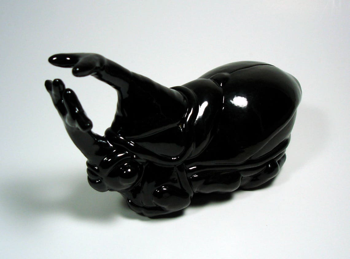 Ceramic Beetle Beetle Sculpture Scarab Beetle Art Horned - Etsy