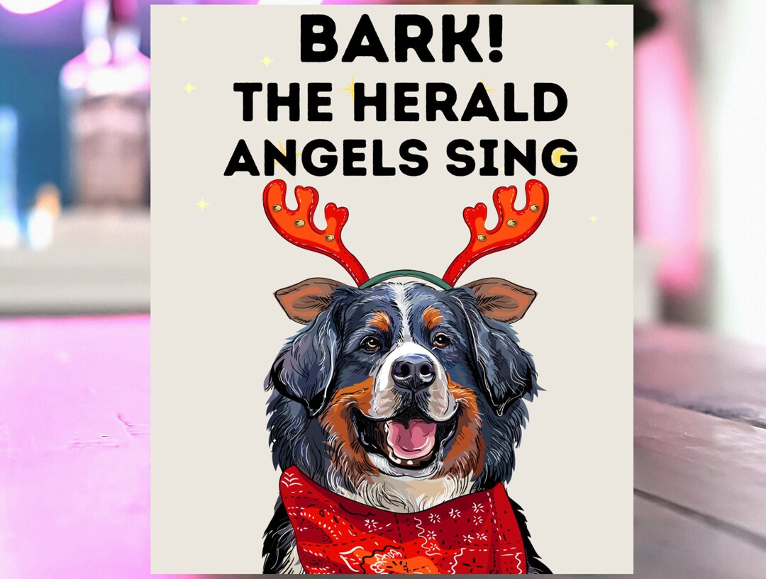 Bark the Herald Angels Sing Card Dog Christmas Card Funny Holiday Card ...