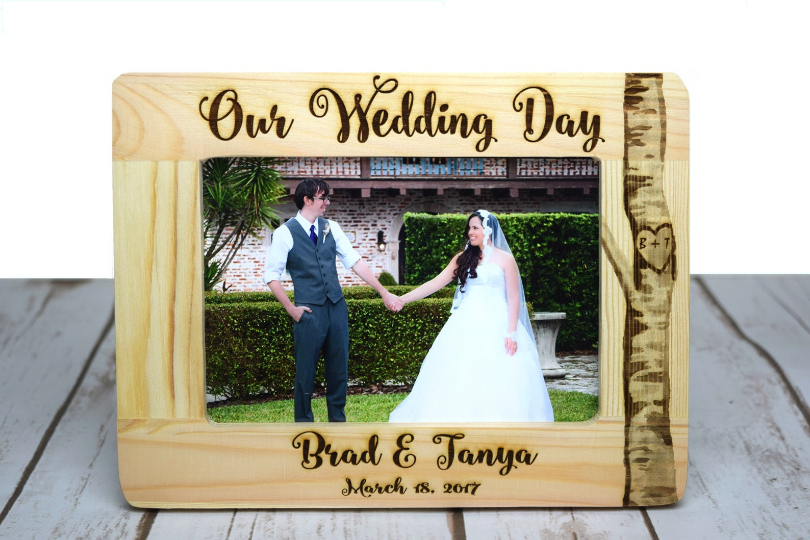 Personalized Wedding Frame Wood Burned Picture Frame Rustic | Etsy