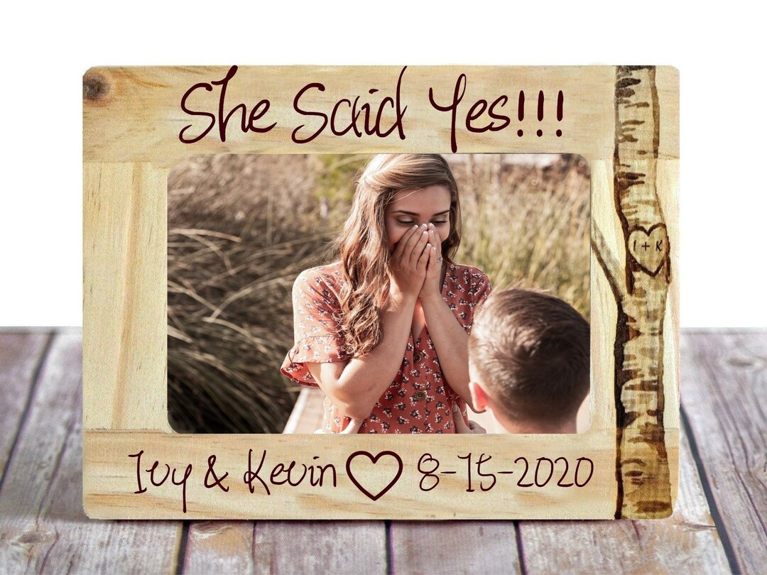 She Said Yes Picture Frame Gift Engagement Engraved Frame Engaged Gift ...