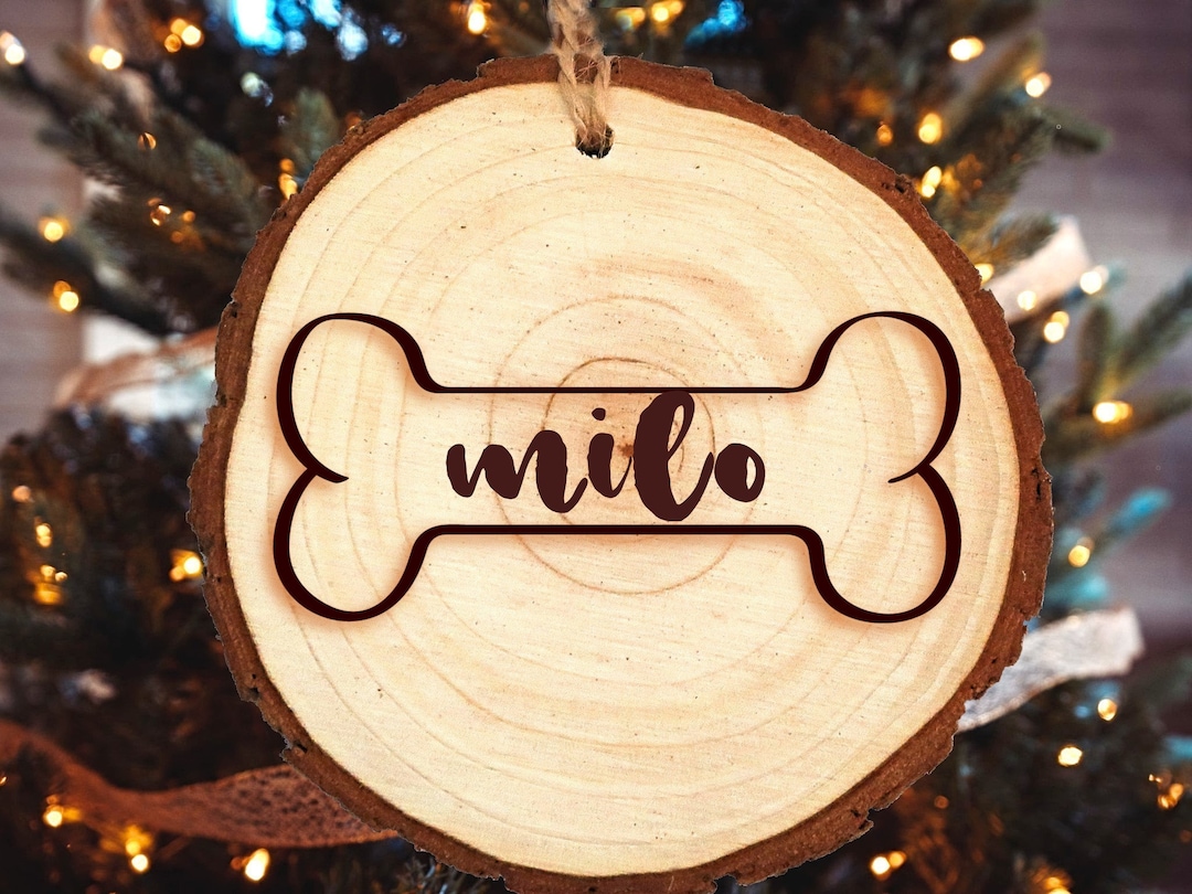 Personalized Wooden Pet Ornament: Engraved Dog Bone, Dog Mom Gift - Etsy