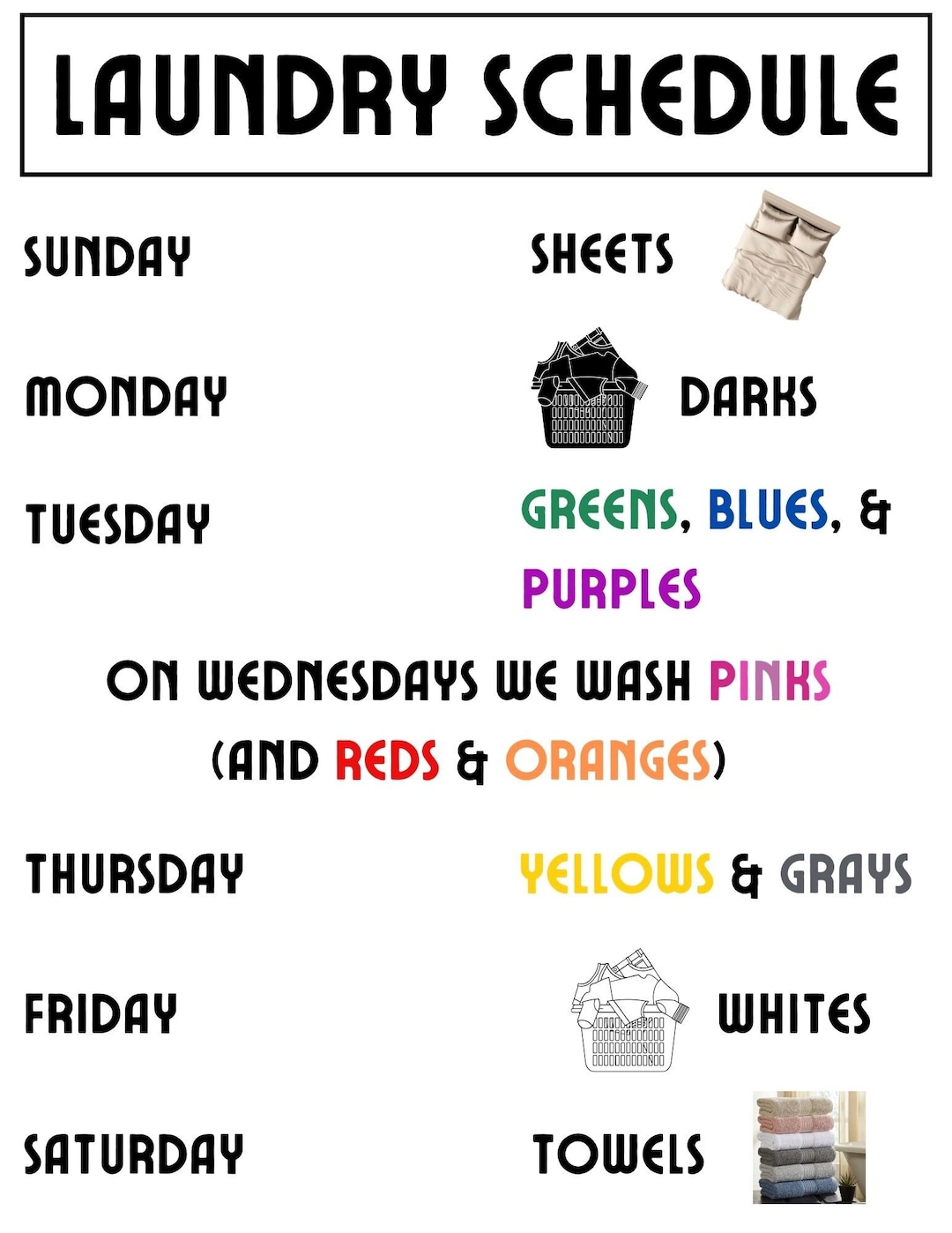 Laundry Planner PDF, Laundry Checklist Pdf, Laundry Schedule Pdf ...