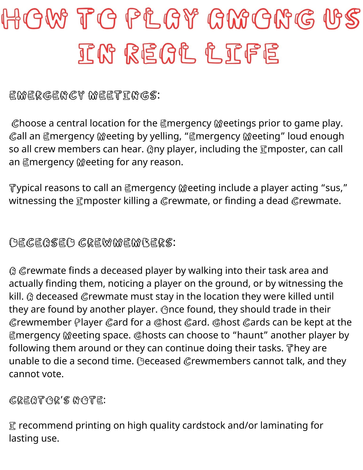 Among Us in Real Life Game - Etsy