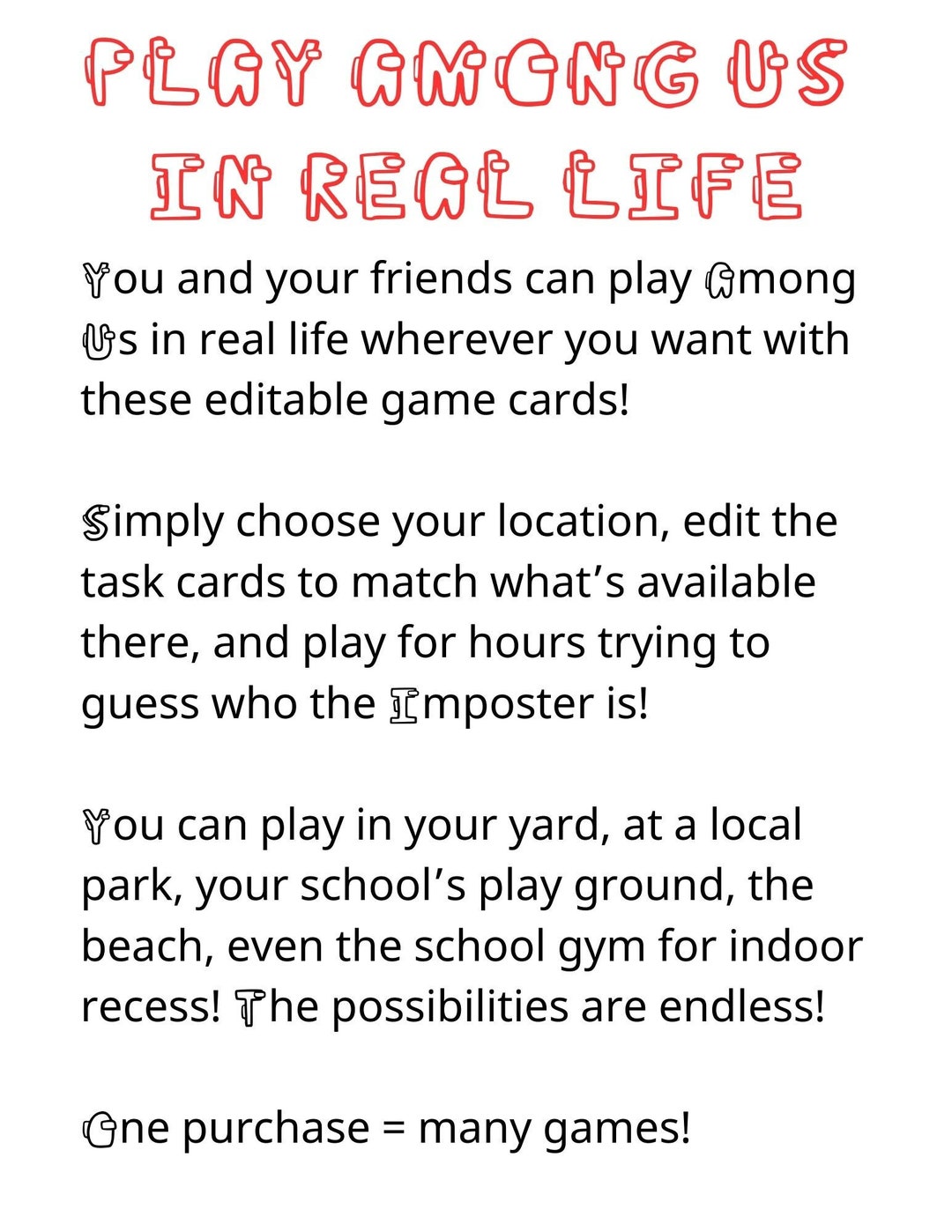 Among Us in Real Life Game - Etsy