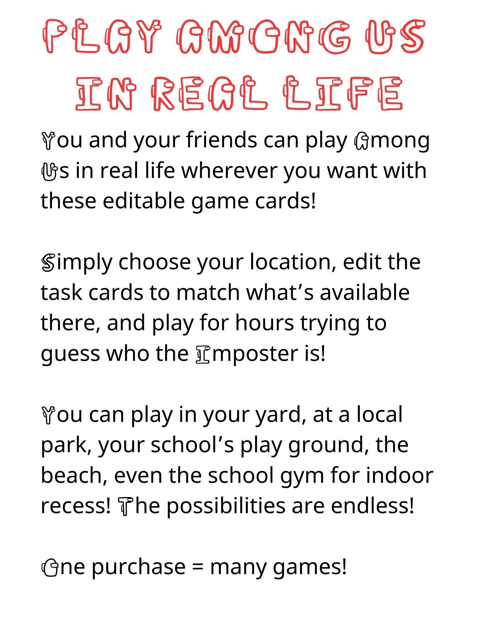 Among Us in Real Life Game - Etsy