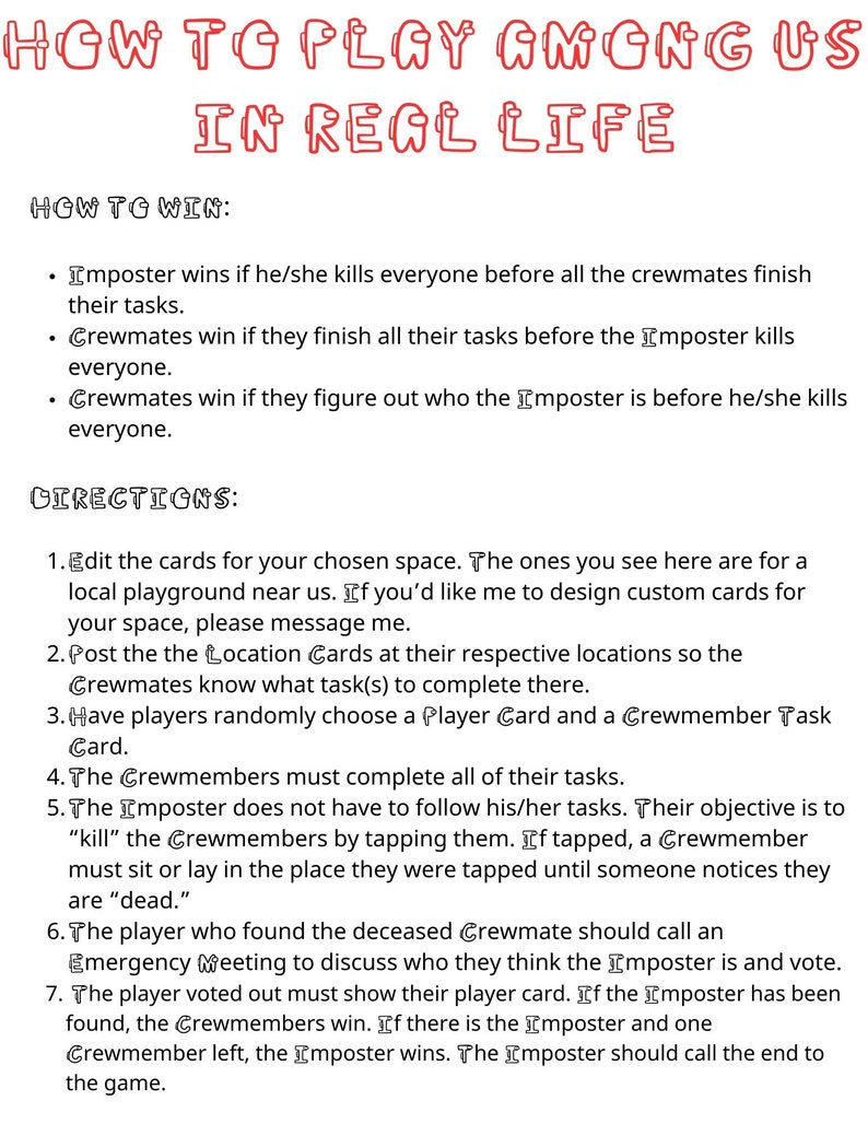 Among Us in Real Life Game - Etsy