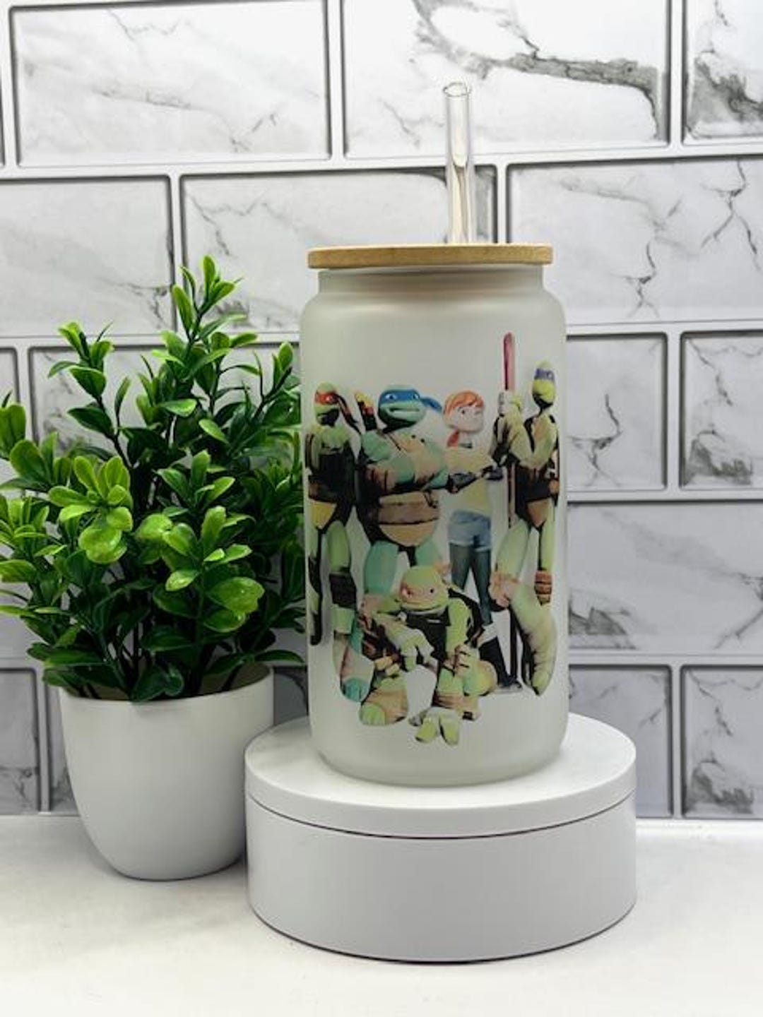 Teenage Mutant Ninja Turtles 16oz Frosted Glass Tumbler With Bamboo Lid ...