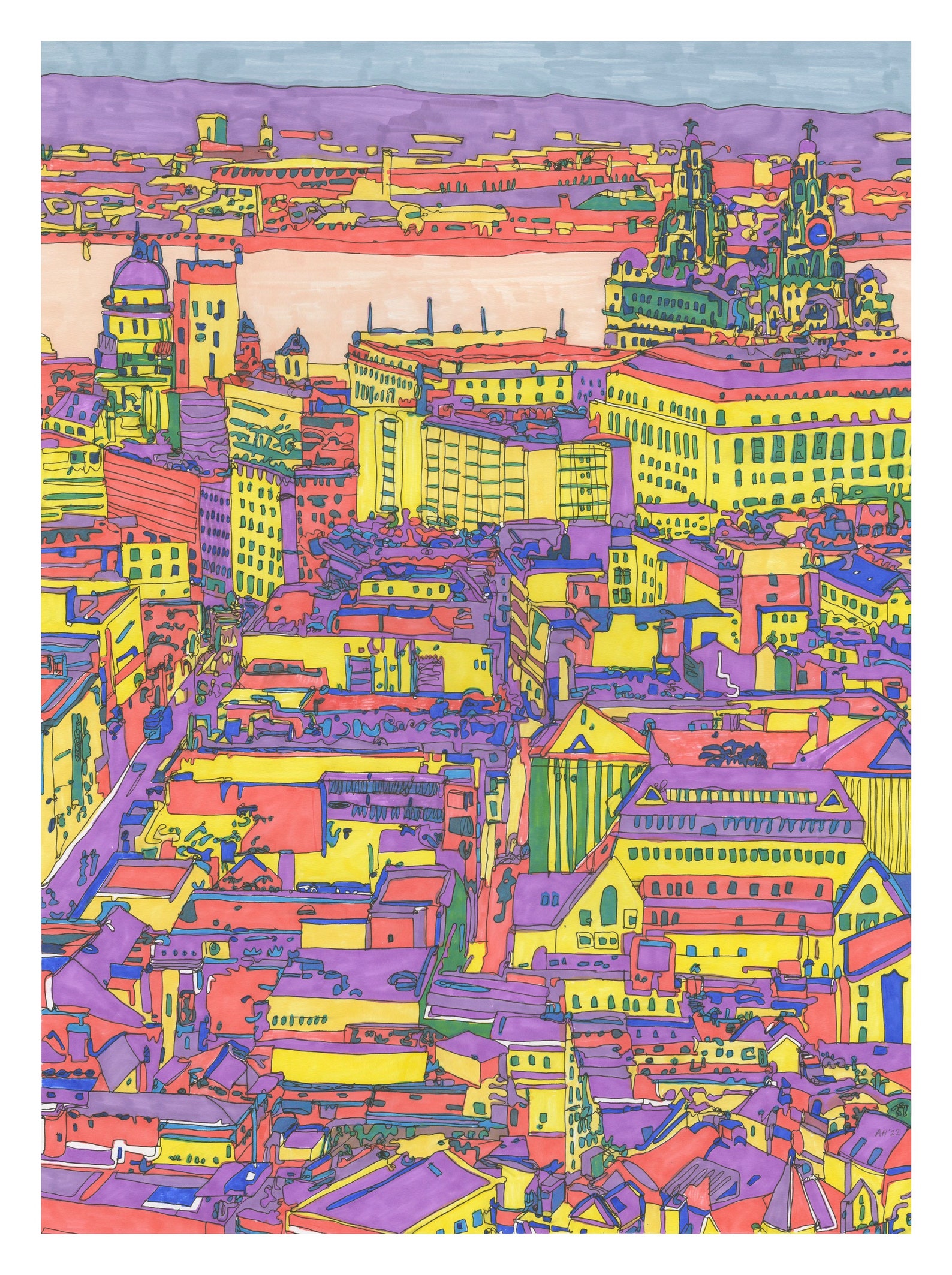 Liverpool Skyline II - ORIGINAL DRAWING - Etsy