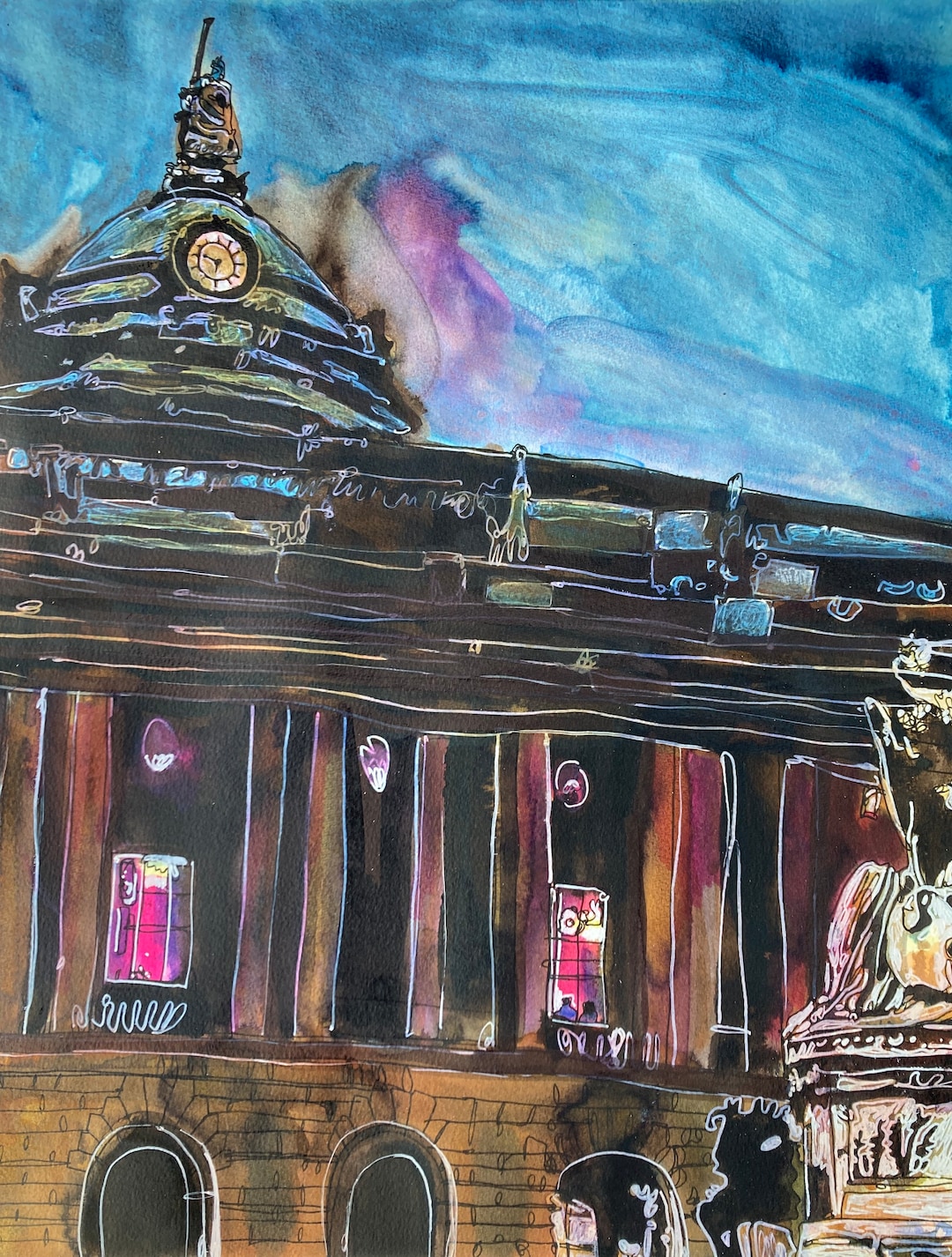 Wedding at Exchange Flags II - ORIGINAL PAINTING - Etsy