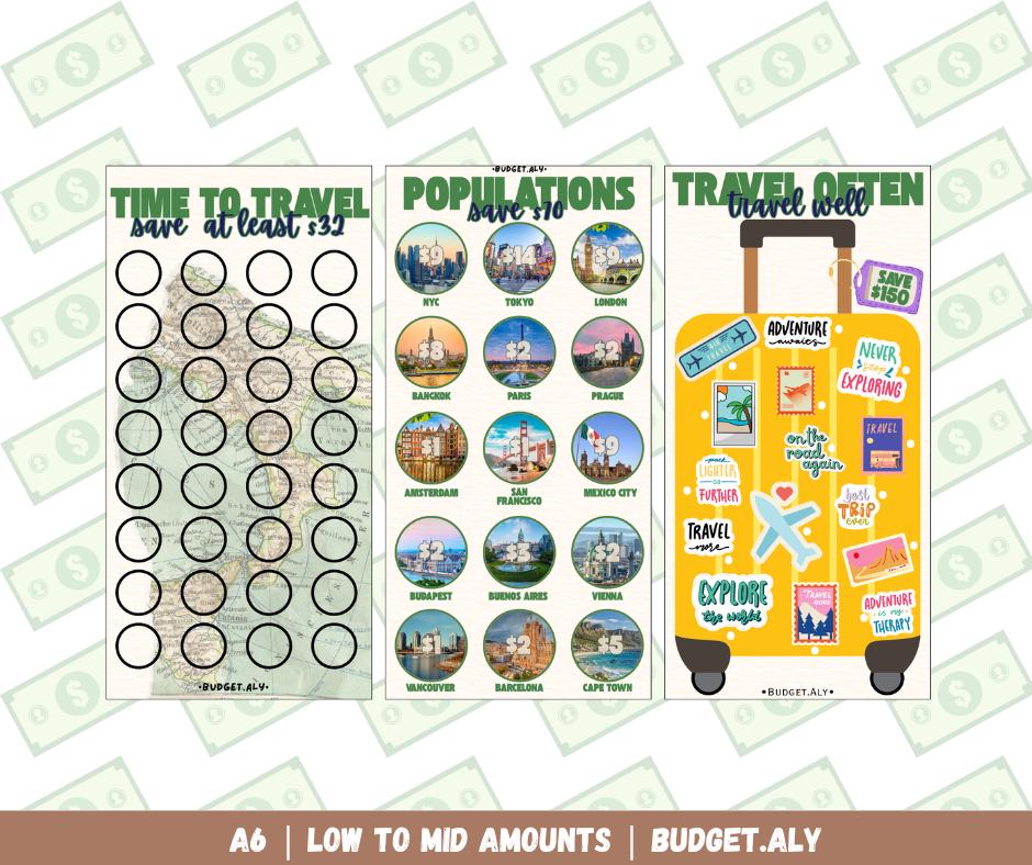 Travel Savings Challenge | 3 A6 Printable Challenges | Digital Download ...