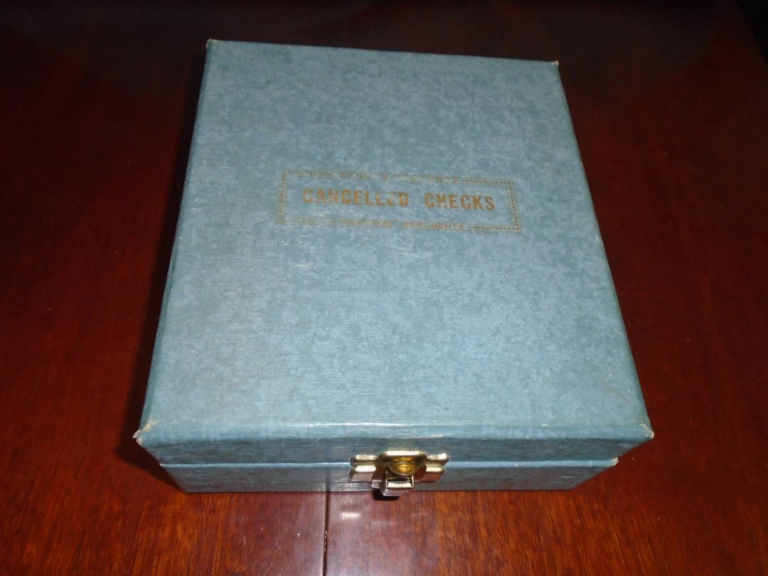 Vintage Cancelled Checks Box Vintage Box up Cycle Supply Box Small Box ...