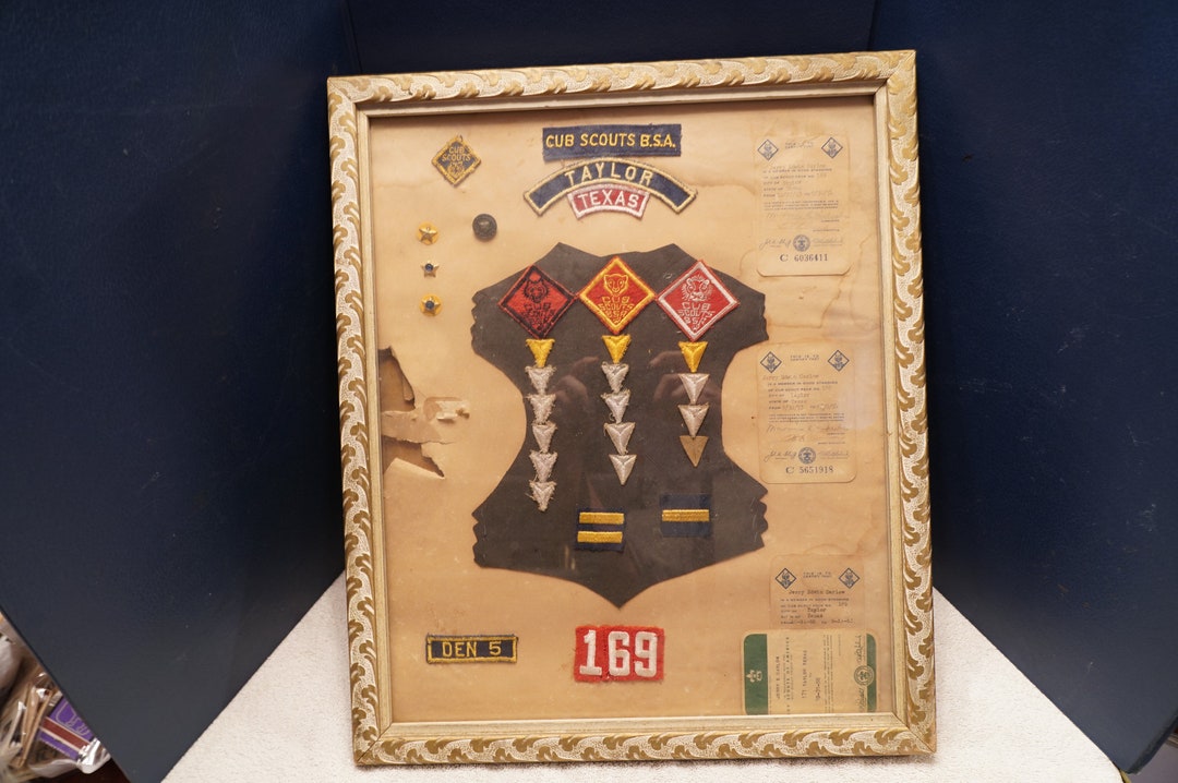 Vintage Framed Cub Scout Display, Cub Scout Patches, Cub Scouts of ...