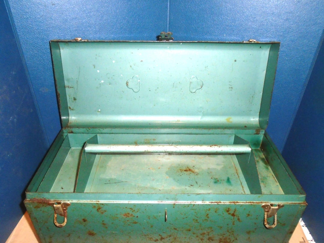 Vintage Large Duplex Tool Box, Large Metal Tool Box With Tray - Etsy