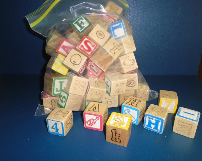 On Sale Vintage Alphabet Blocks, 80 Piece Building Blocks - Etsy
